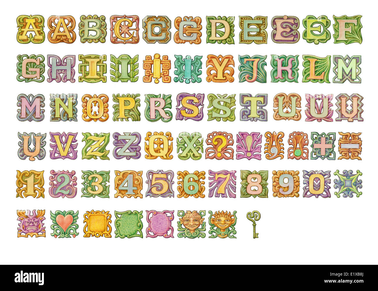 Illuminated manuscript alphabet hi-res stock photography and images - Alamy