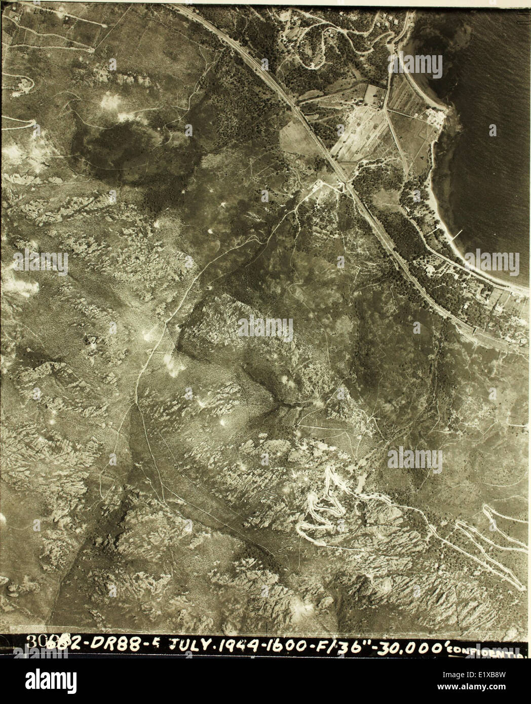 This aerial reconnaissance photo taken during World War II shows Agay ...