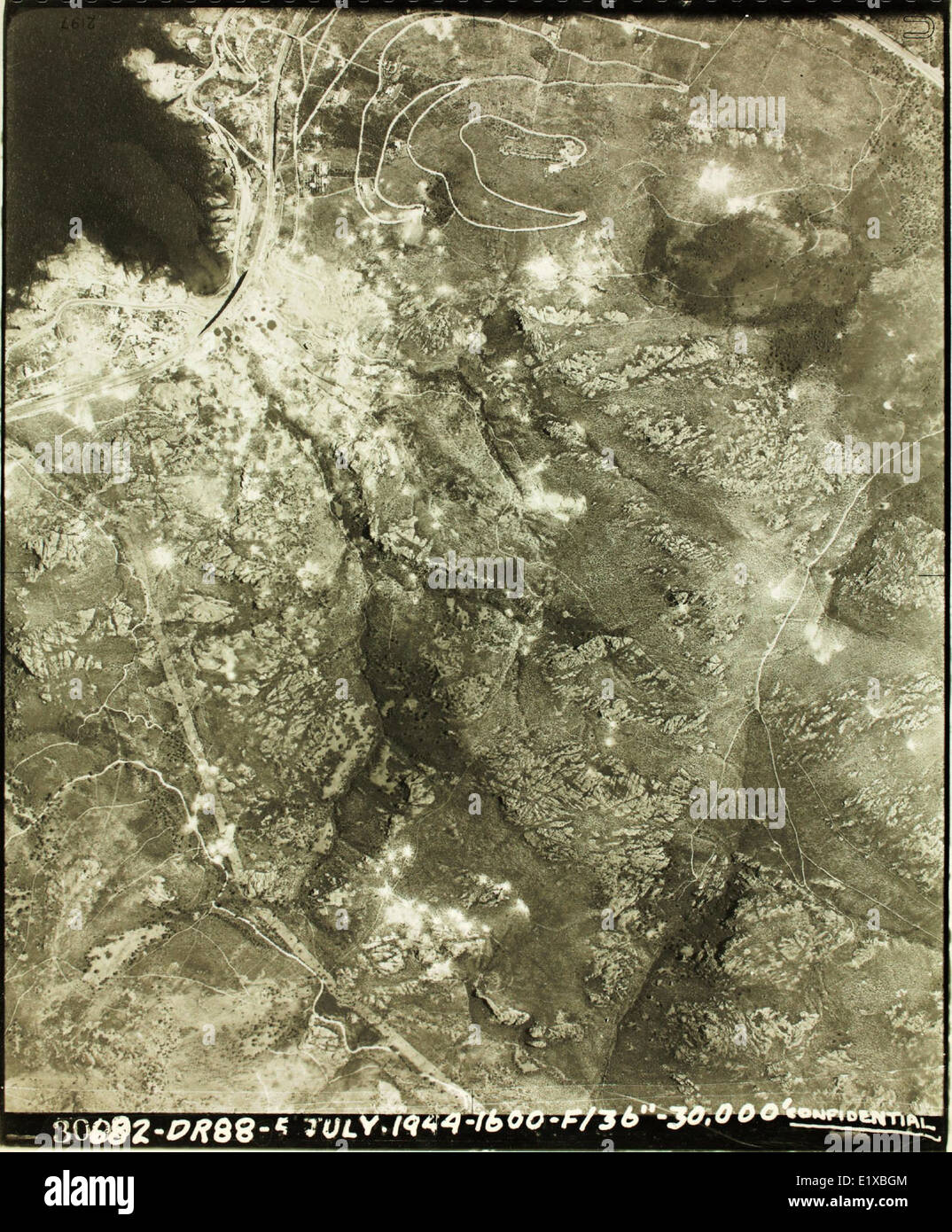 This aerial reconnaissance photo, taken between 1941 and 1945 during ...