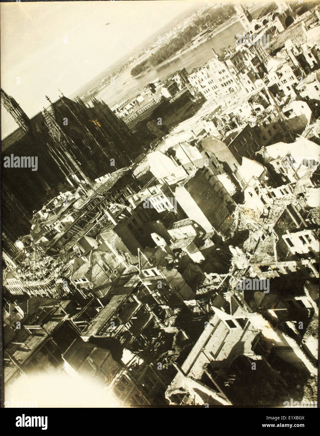 This reconnaissance photo provides an aerial view of Cologne, Germany ...