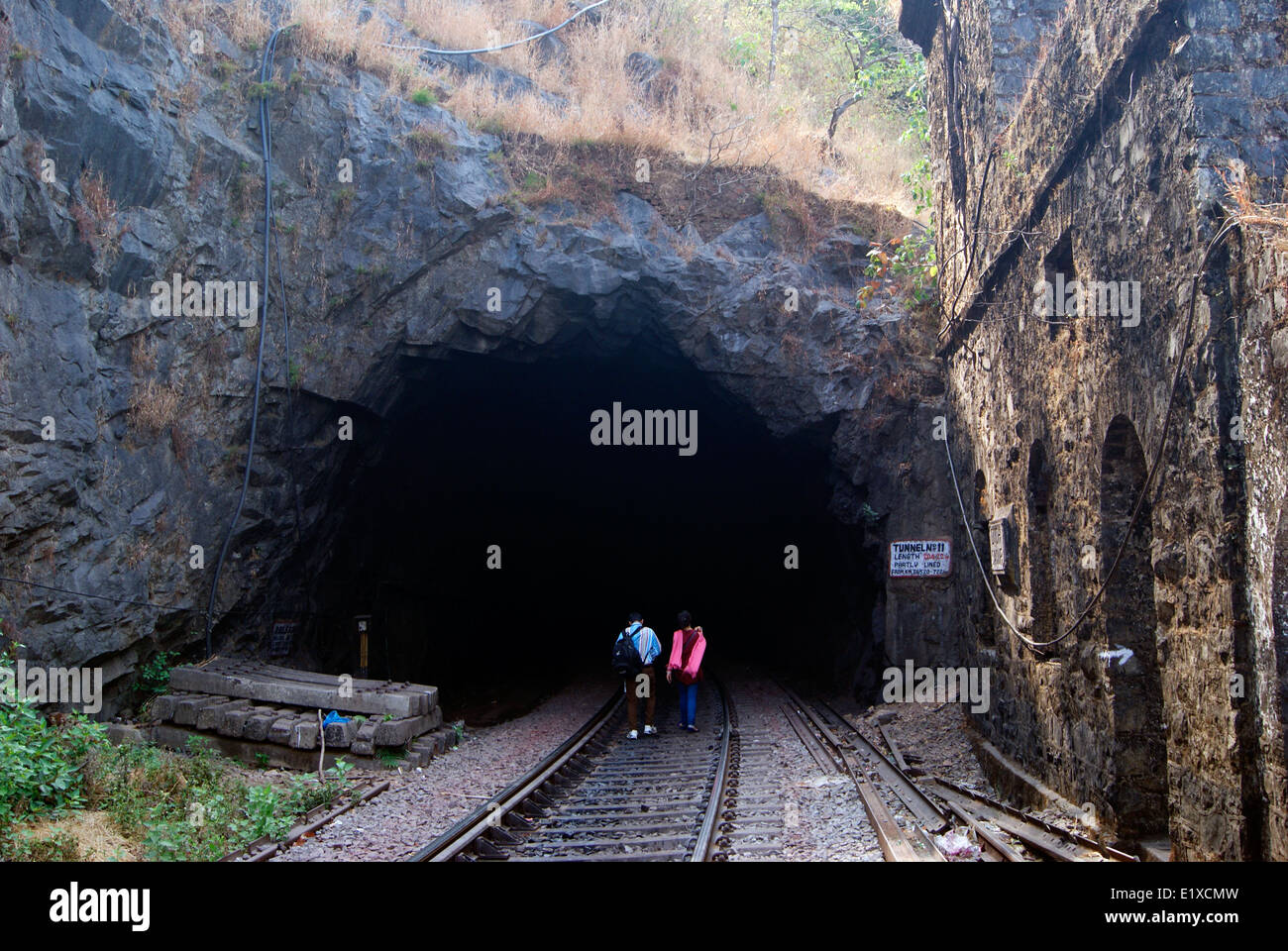 Couple Walking through the Railway Tunnel at Goa Border India Stock ...
