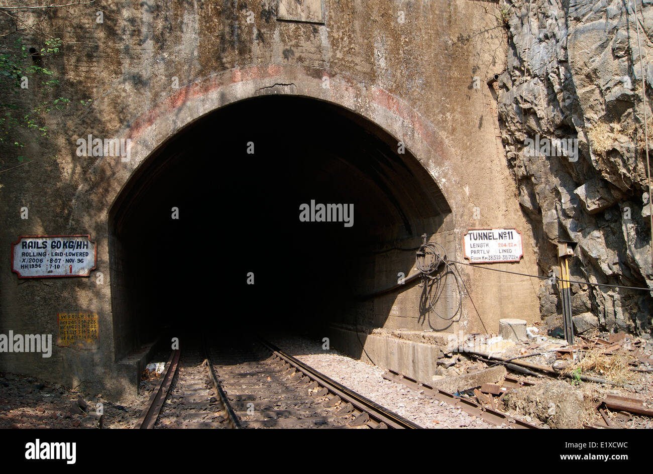 Railway Tunnel India Indian railways goa India Stock Photo - Alamy