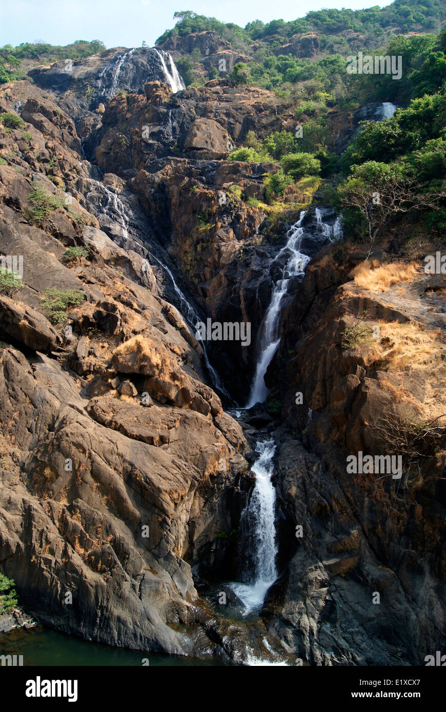 Dudhsagar Falls Goa on summer India Stock Photo - Alamy