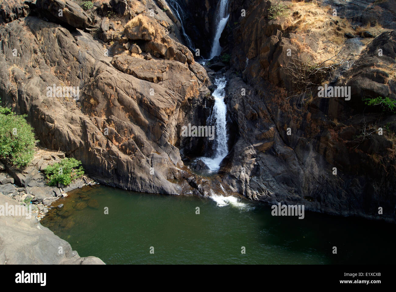 Dudhsagar Falls Goa on summer India Stock Photo - Alamy