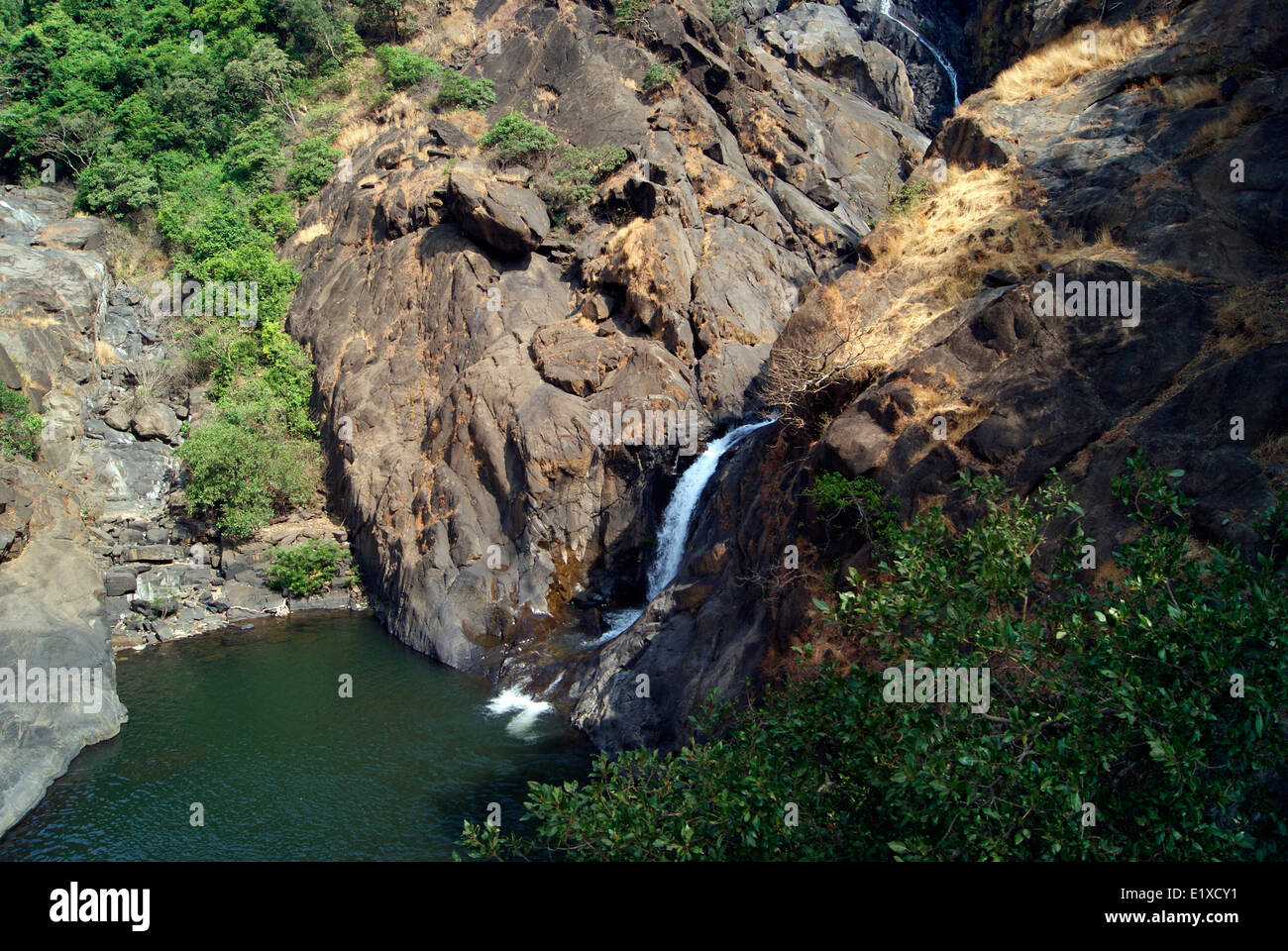 Dudhsagar Falls Goa on summer India Stock Photo - Alamy