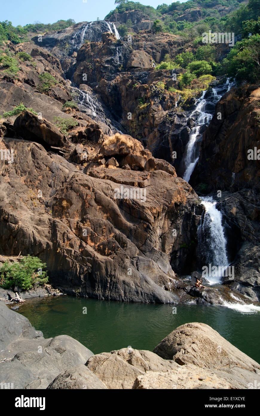 Dudhsagar falls goa India during Summer Stock Photo - Alamy