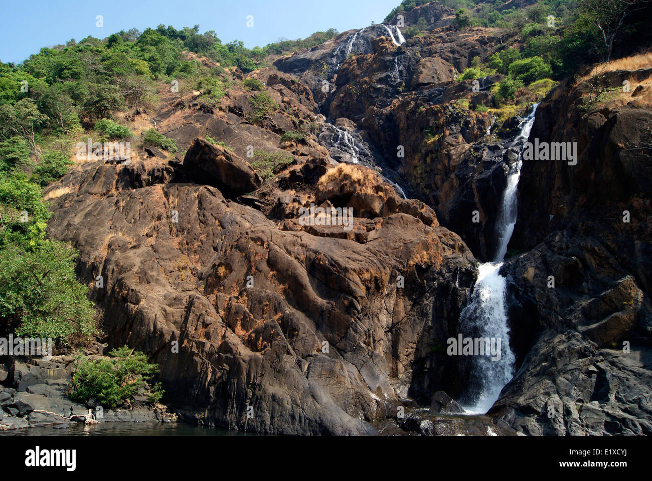 Dudhsagar Falls Goa on summer India Stock Photo - Alamy