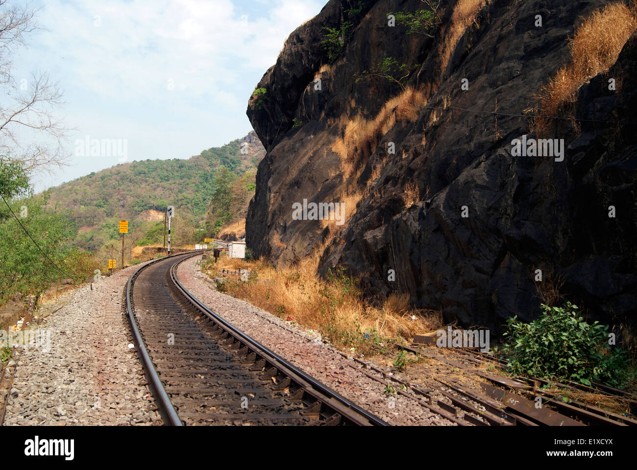 Indian Railway Diesel Train Passing through Western Ghats mountains at ...