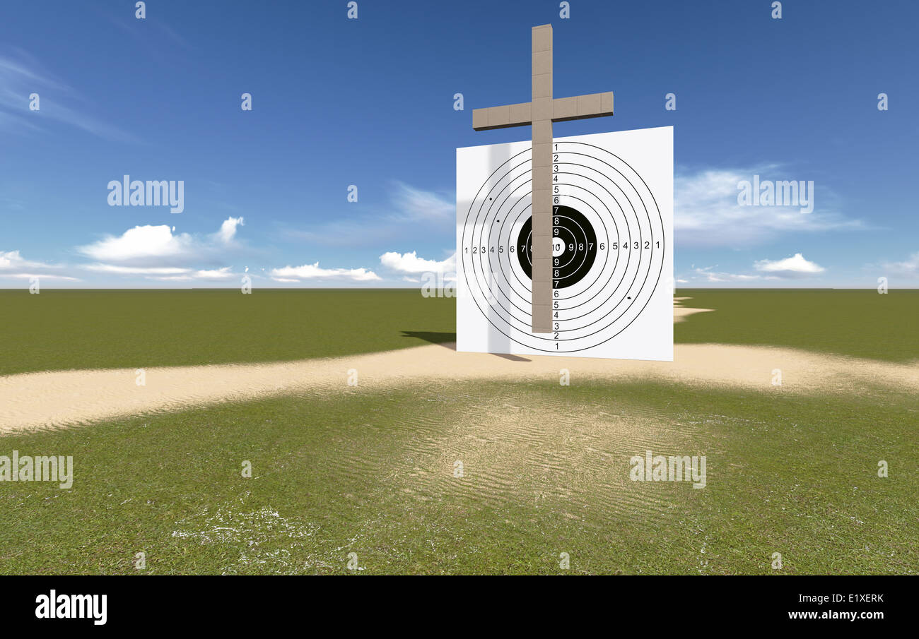 Cross on the target made in 3d software Stock Photo - Alamy