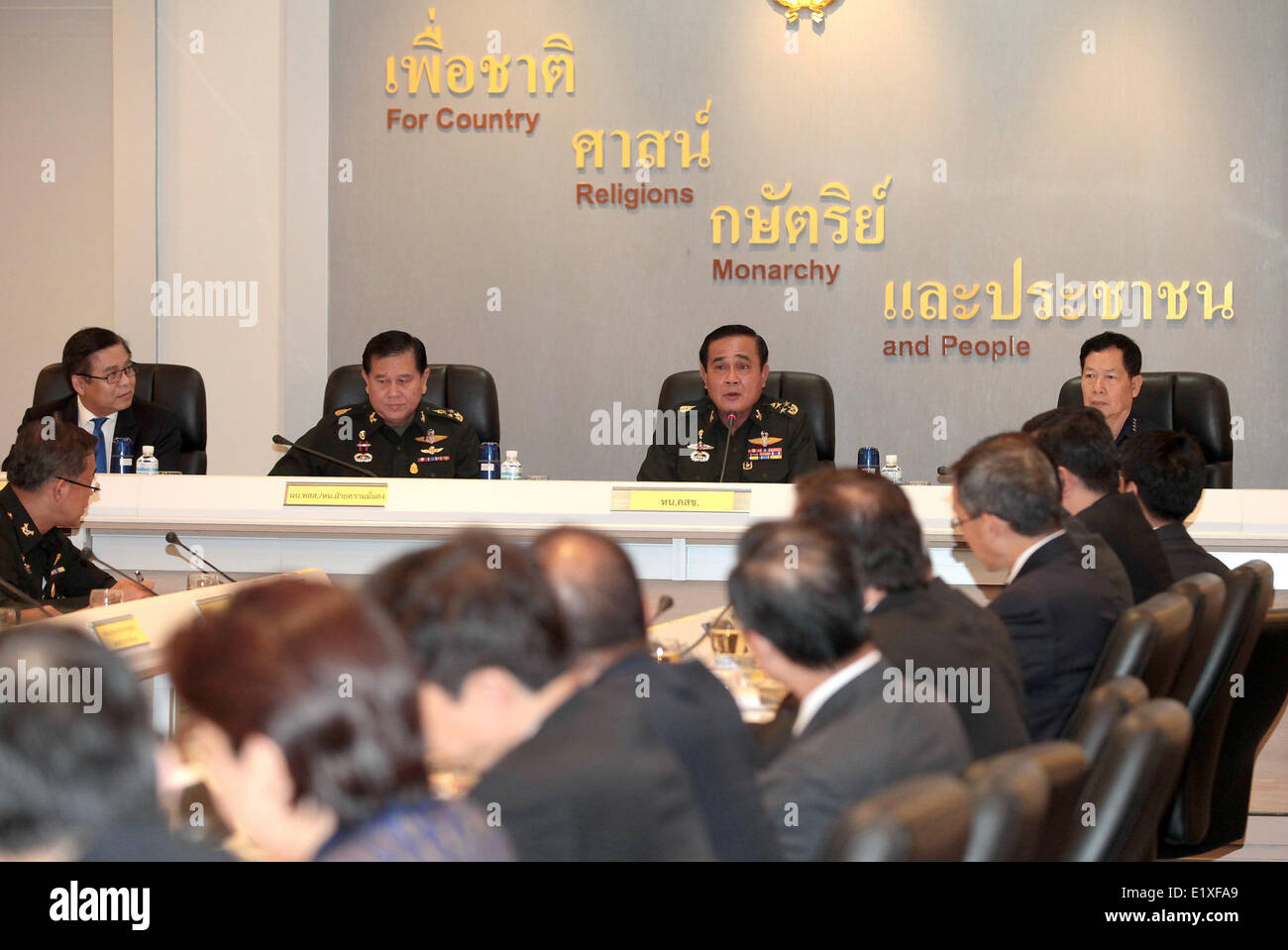 Bangkok, Thailand. 11th June, 2014. Prayuth Chan-ocha (2nd R), Chief ...