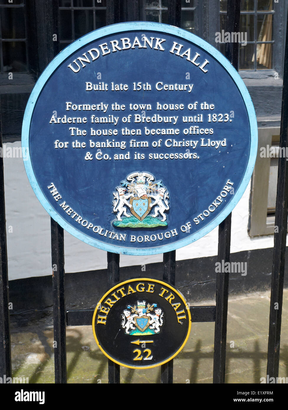 Blue plaque telling the history of Underbank Hall and is part of ...