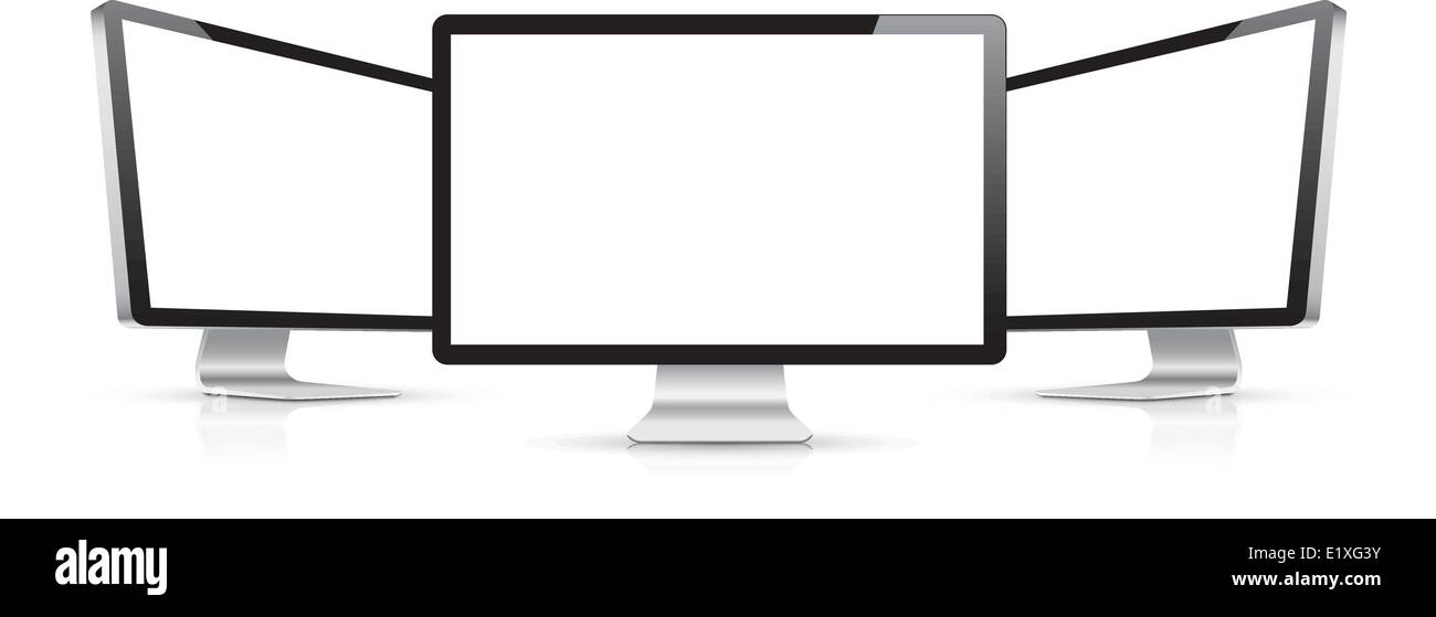 Computer display with two angles isolated on white eps10 vector Stock ...