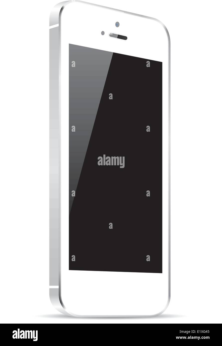 White smart phone vector illustration isolated on white Stock Vector ...
