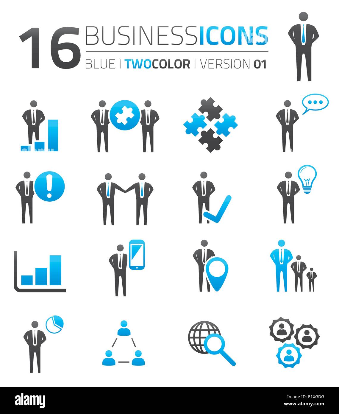 Blue & grey business icon set vector Stock Vector Image & Art - Alamy