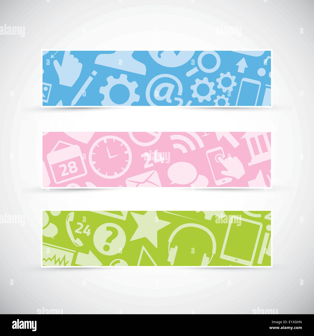 Three icon texture web banners/headers vector Stock Vector Image & Art - Alamy