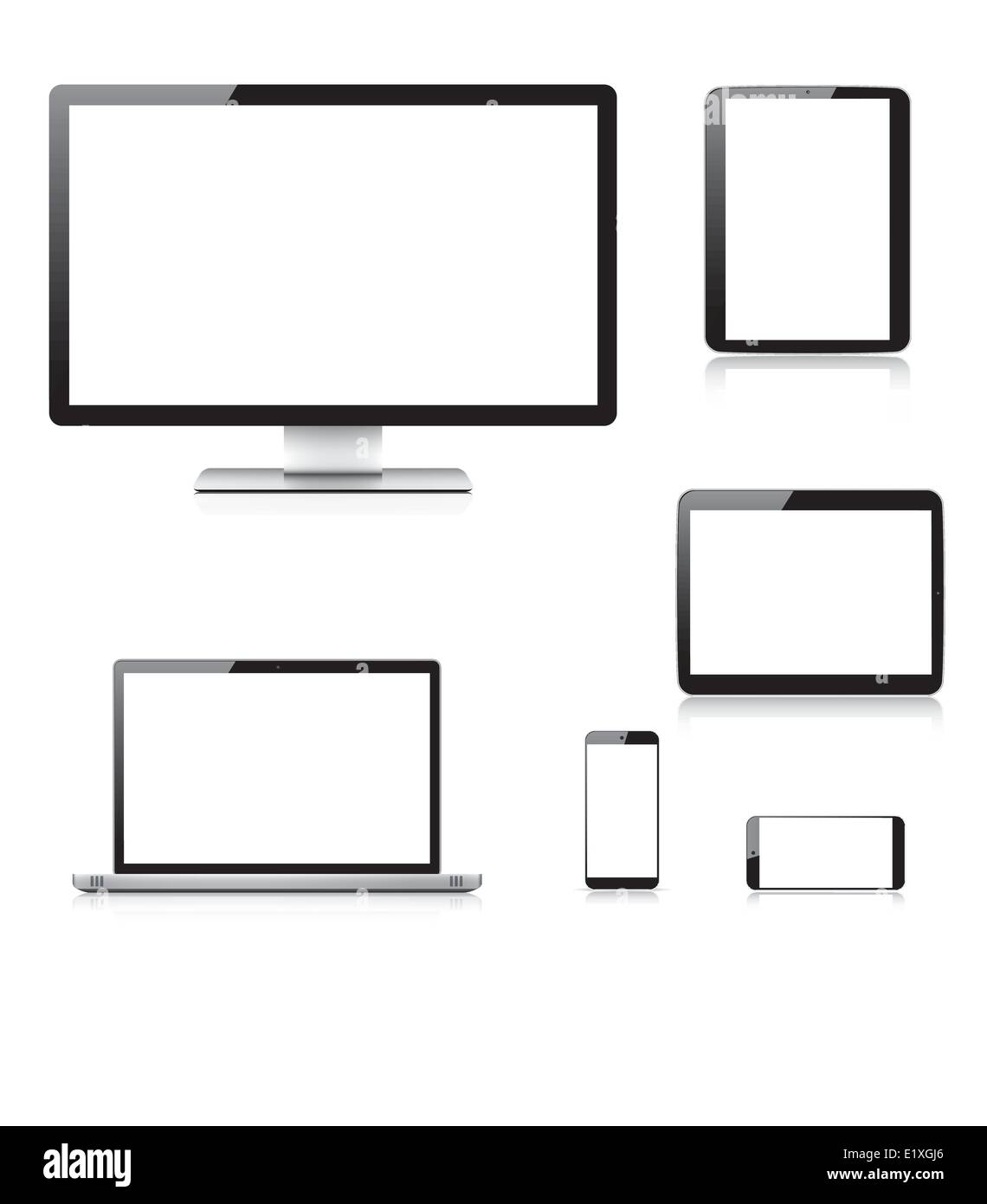 Realistic computer, laptop, tablet and smartphone vectors Stock Vector ...