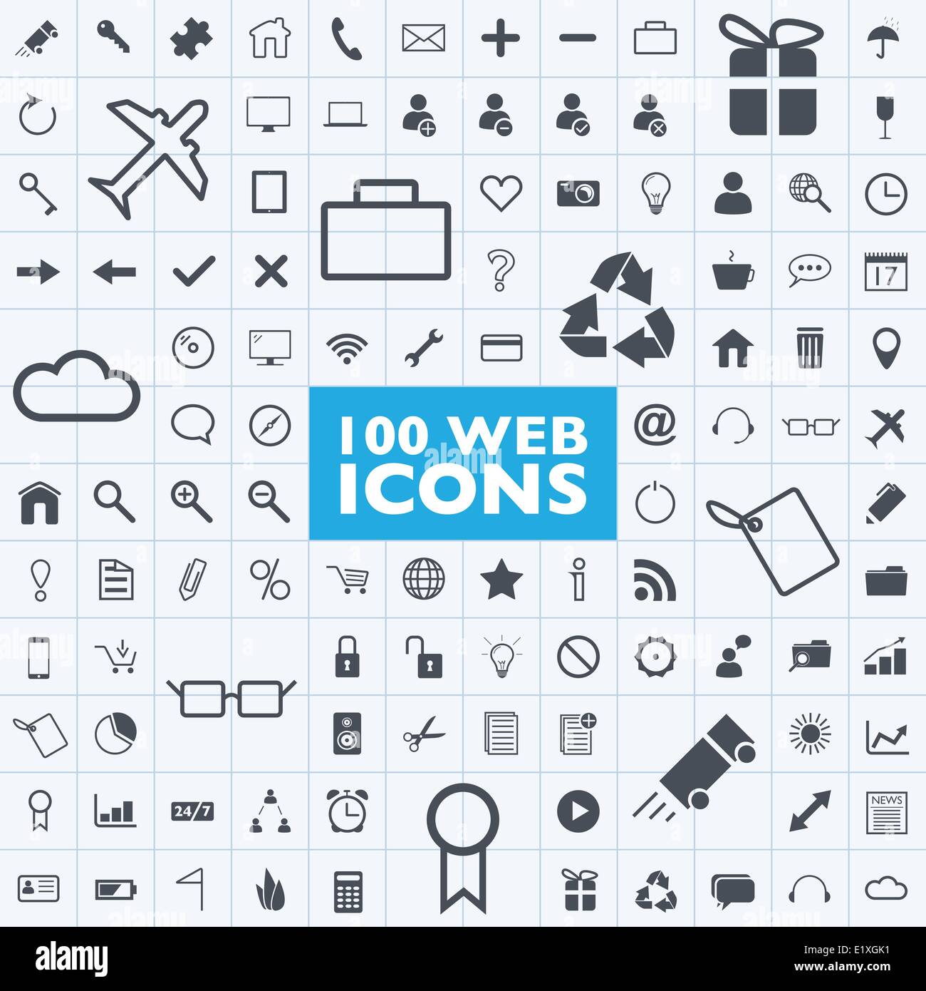 Set of 100 grey web icon vectors with grid Stock Vector Image & Art - Alamy