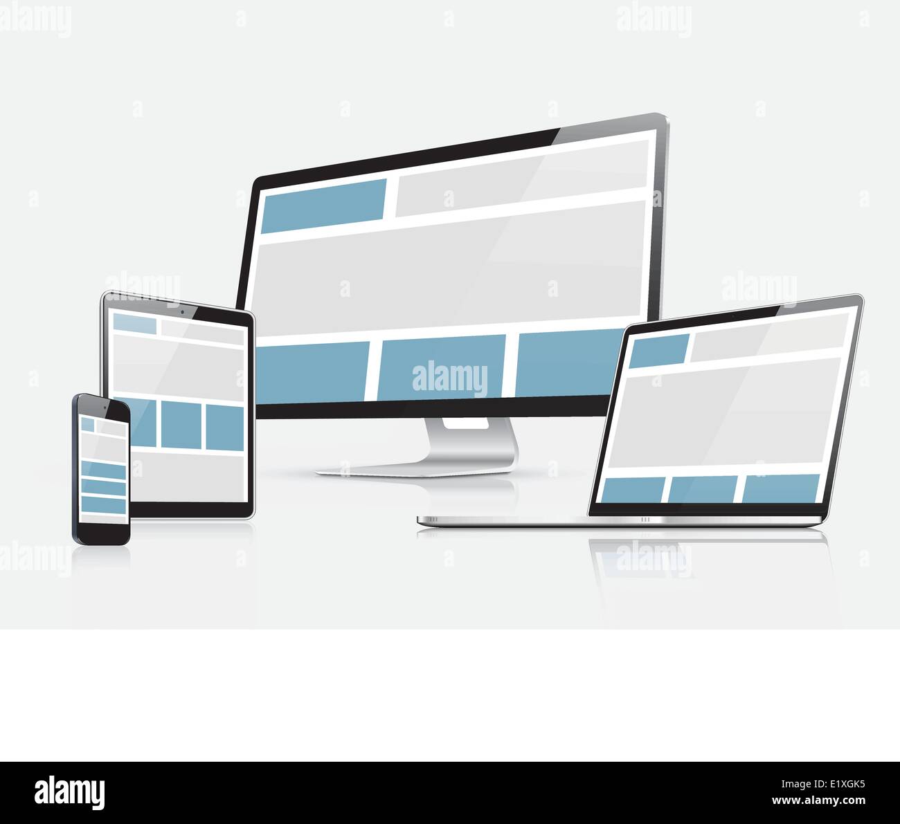 Responsive web design vector template with laptop, tablet Stock Vector ...