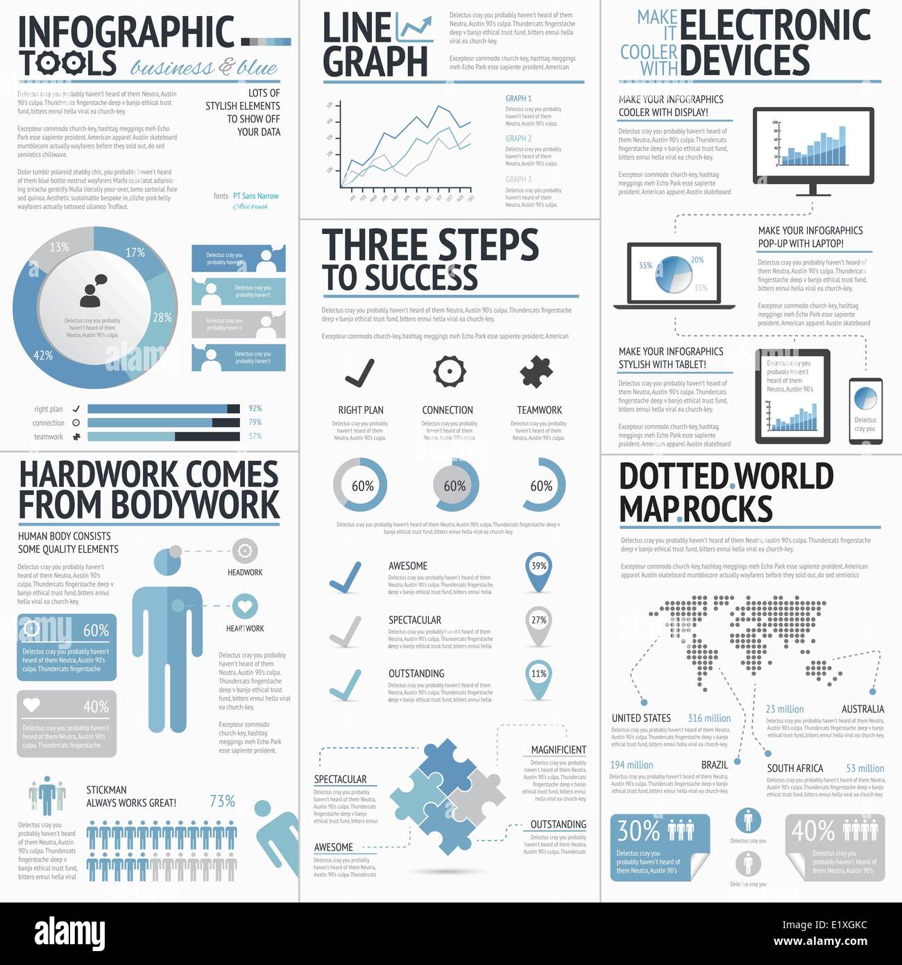 Big set of infographic elements blue business vector Stock Vector Image ...