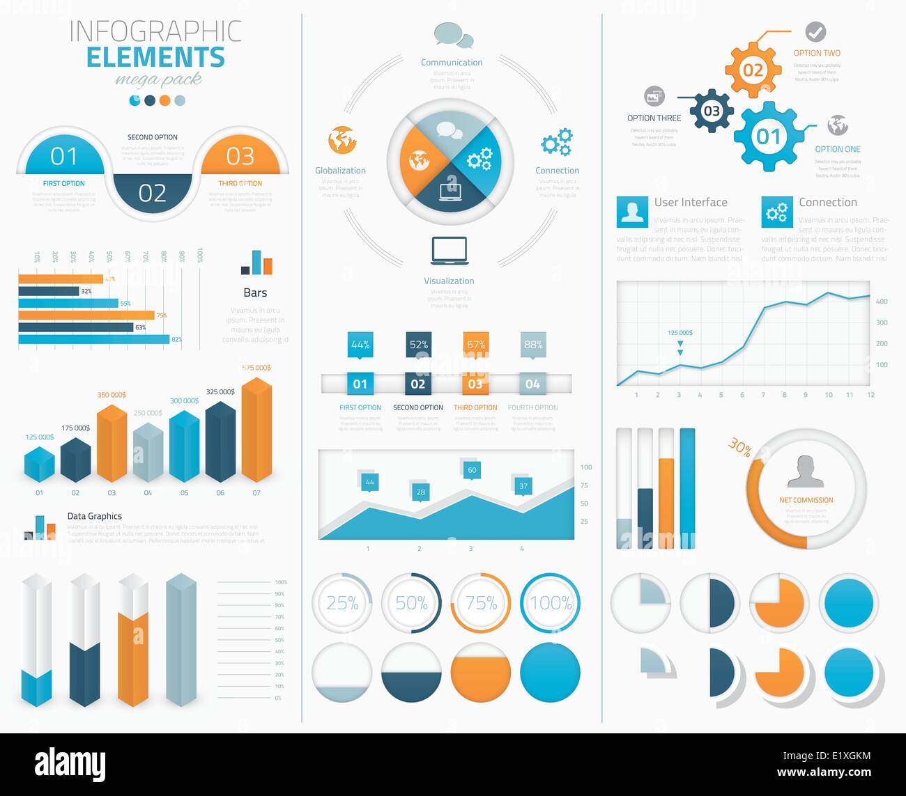 Big infographic vector elements collection to display data Stock Vector ...
