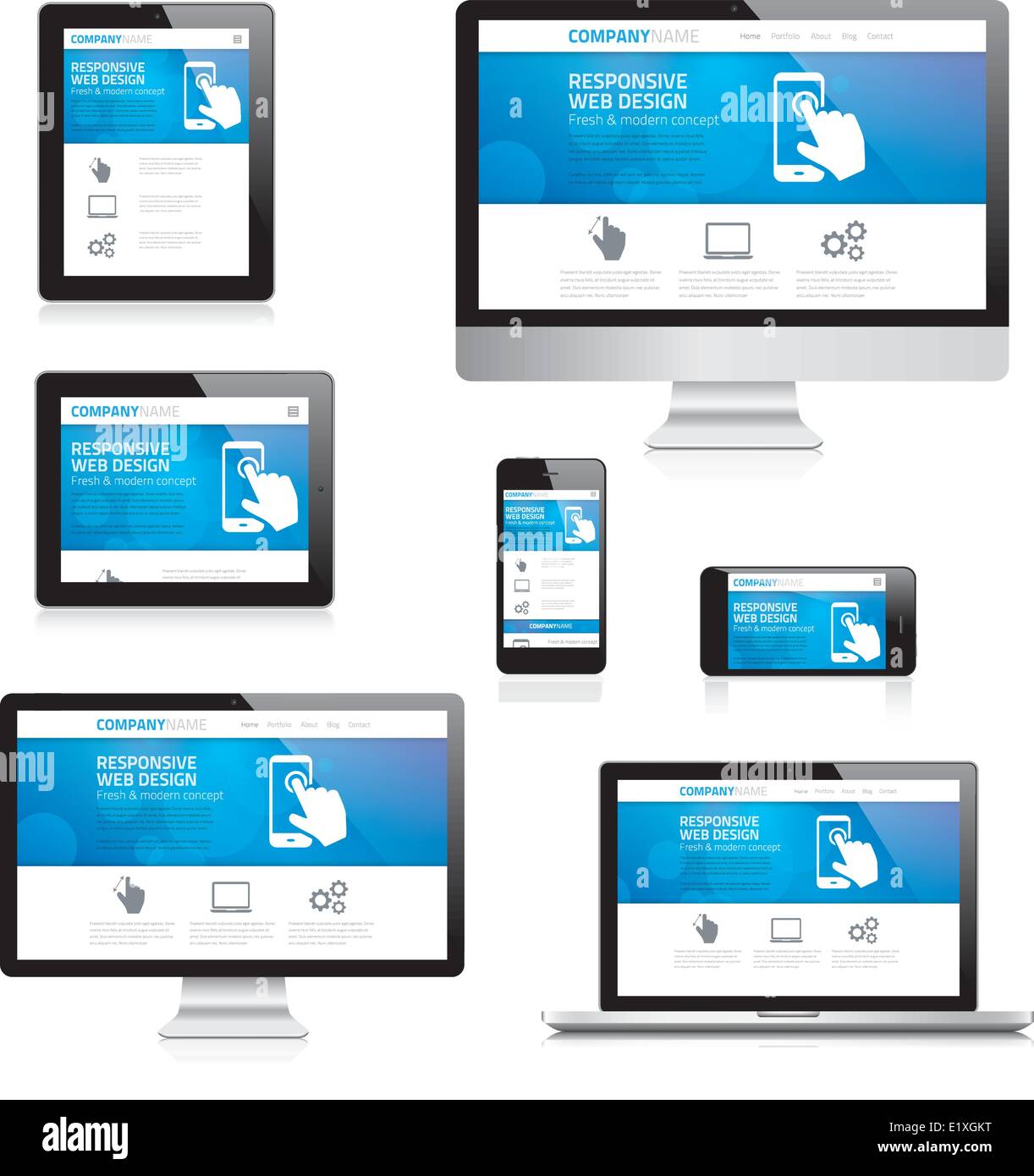 Modern responsive web design vector isolated on white Stock Vector ...