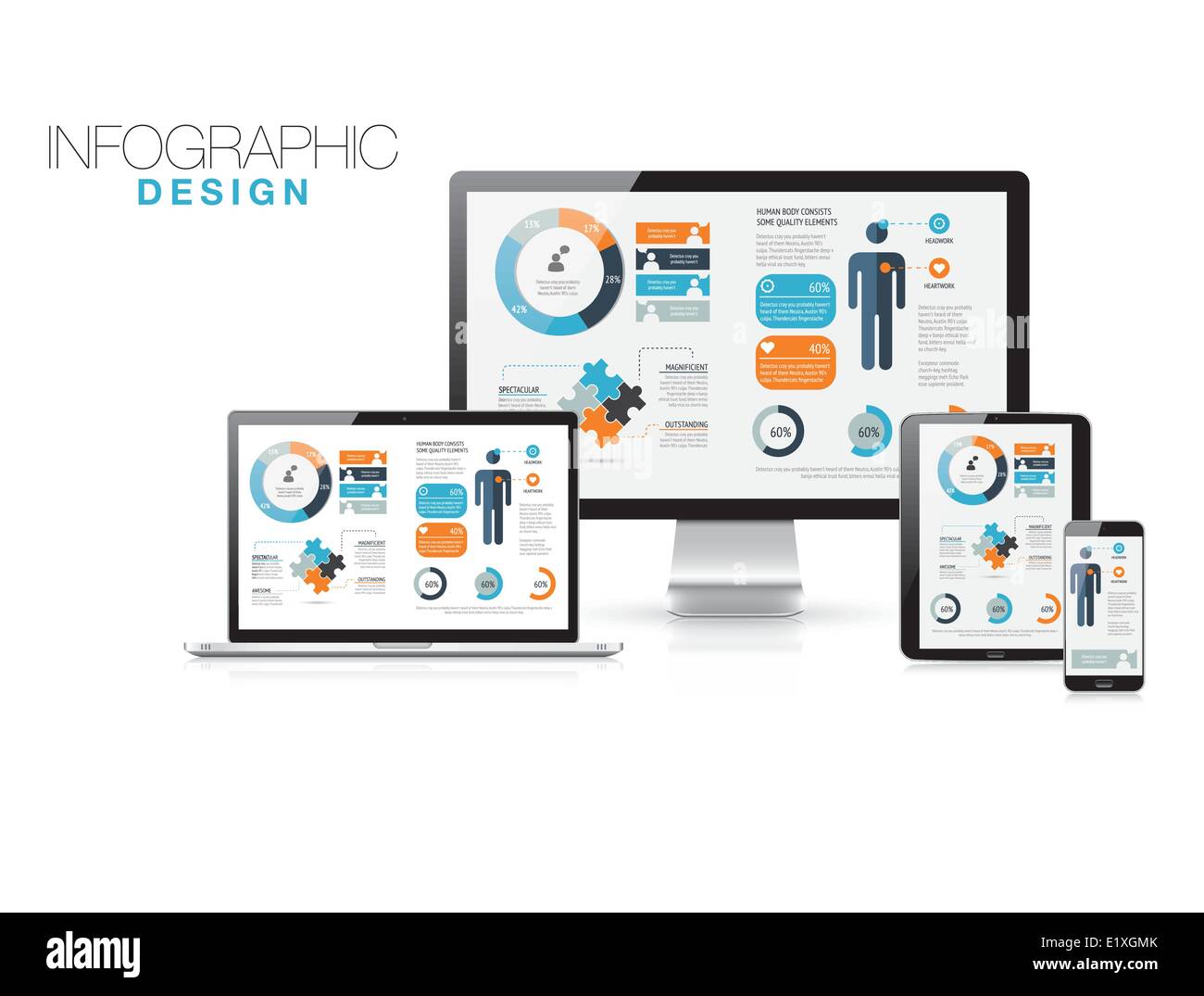 Infographics in modern realistic computers vector illustration Stock ...