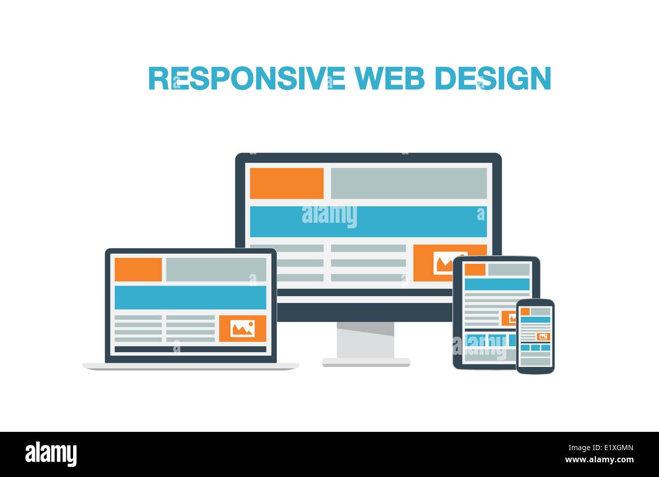 Fully responsive web design flat computer icons vector Stock Vector Image & Art - Alamy