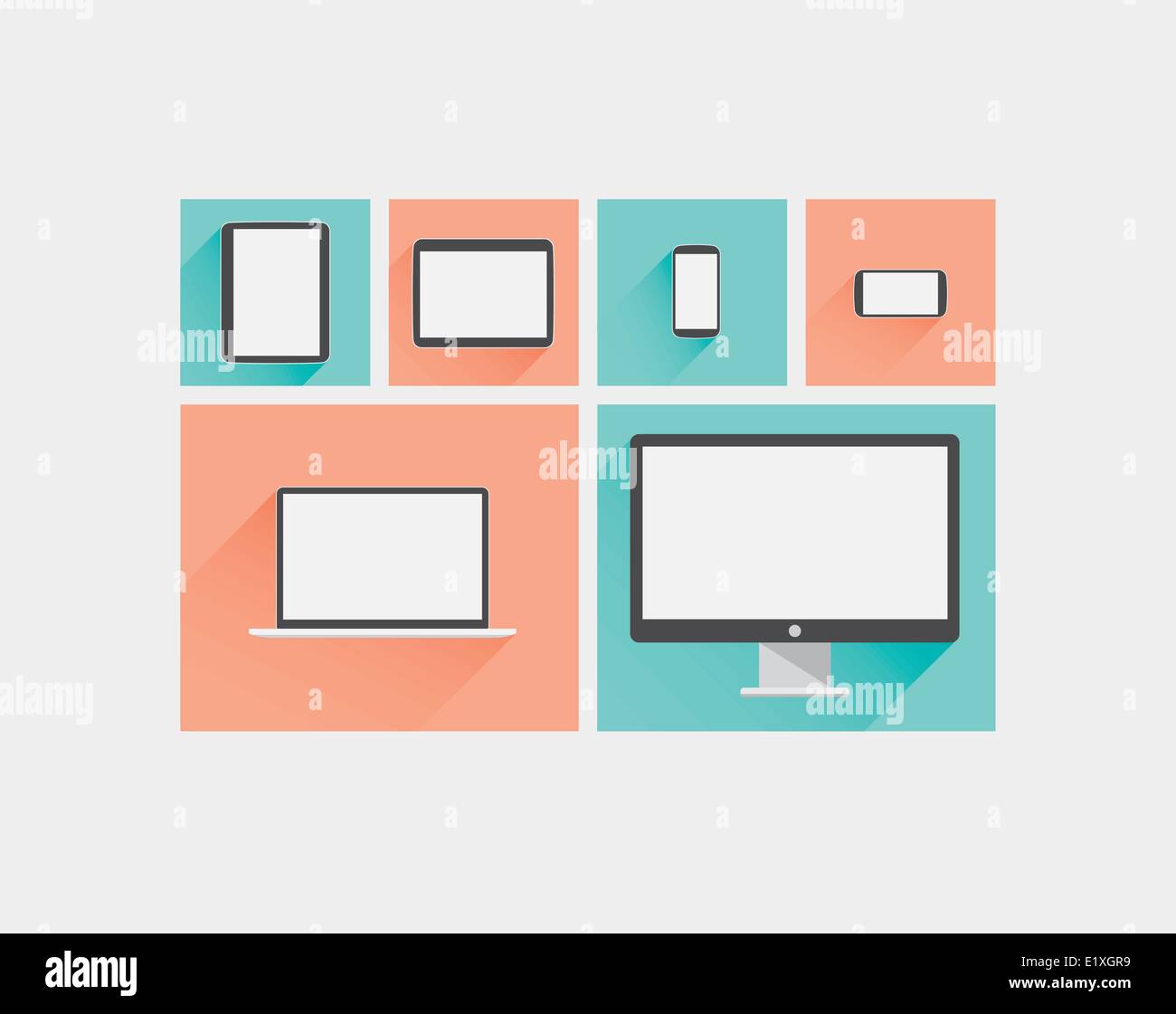 Laptop, tablet, smartphone, computer display flat vector icons Stock ...