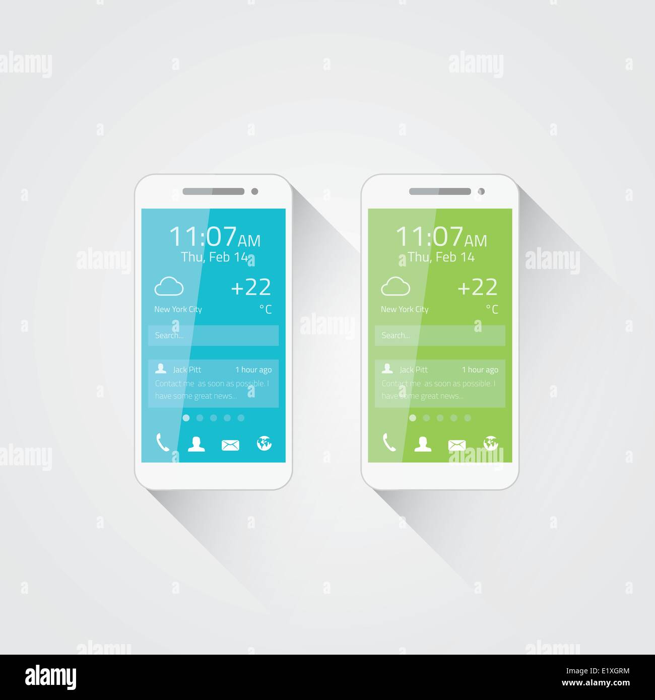 Mobile phone development vector. Flat user interface design Stock ...