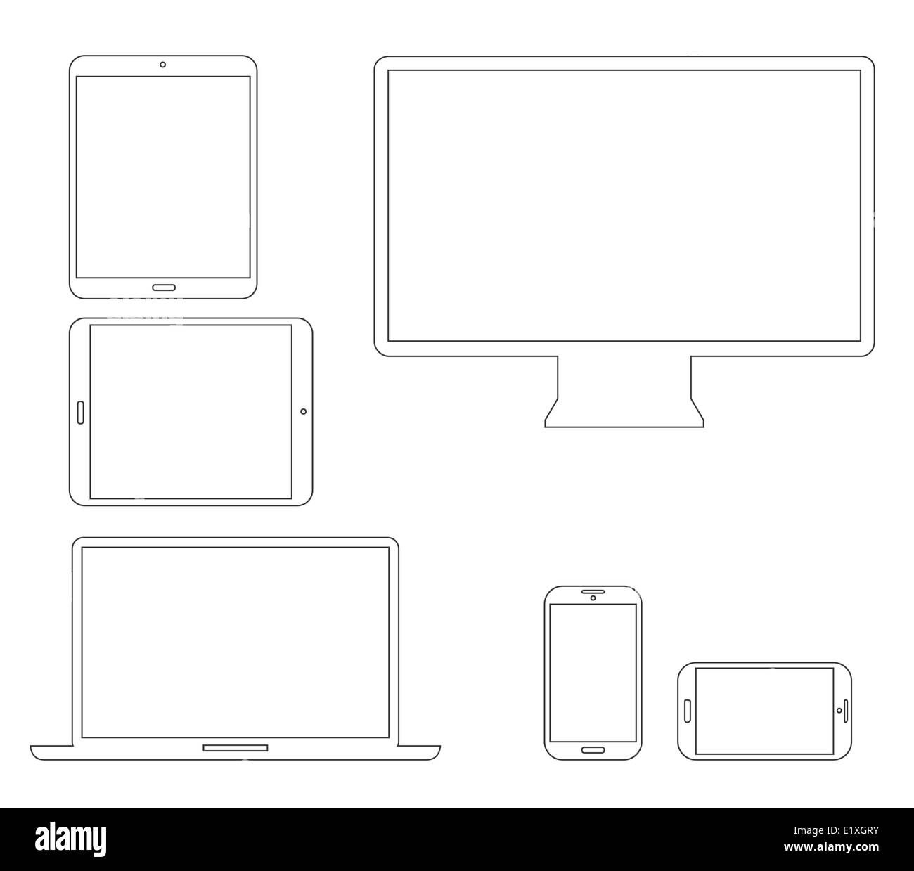 Tablet screen cartoon Black and White Stock Photos & Images - Alamy