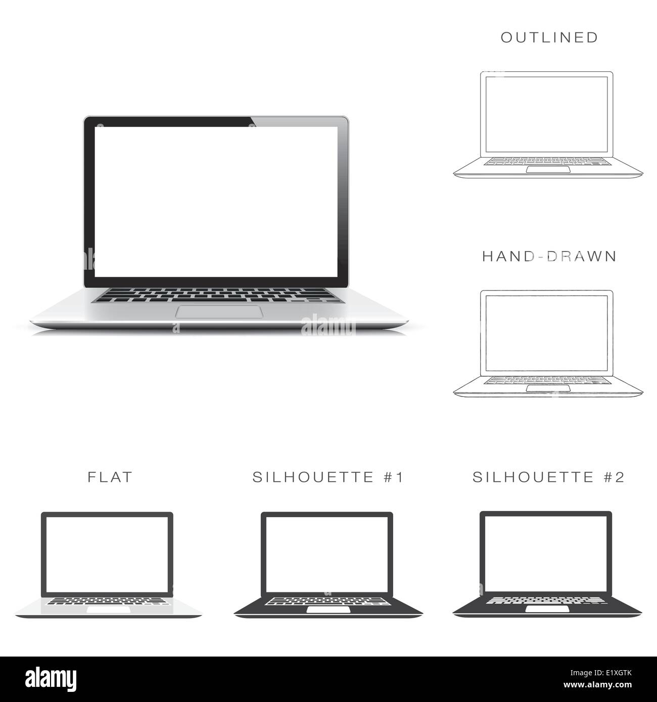 Designers set of six illustrations of modern laptop vector Stock Vector ...