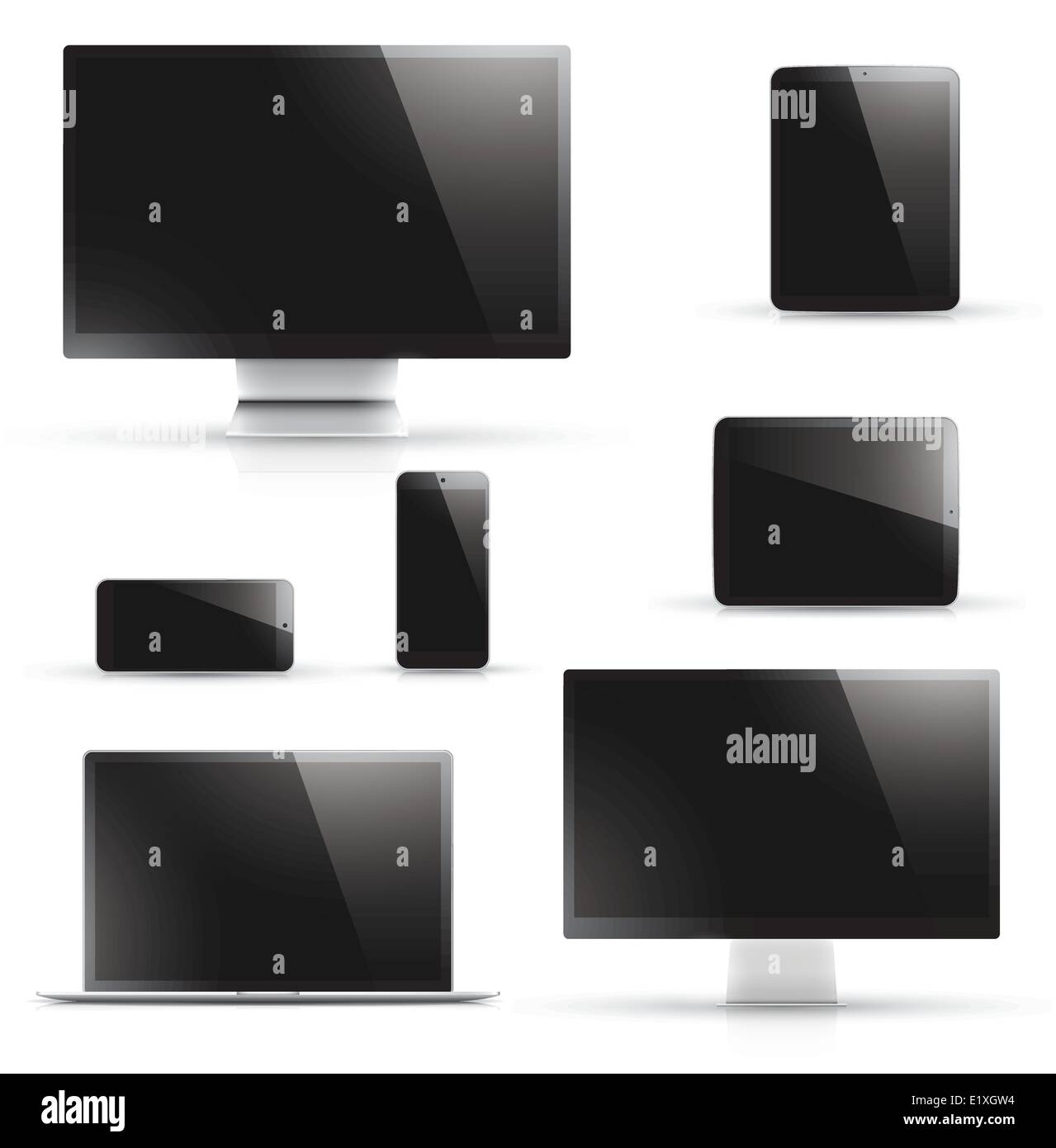 Realistic laptop, tablet, smartphone, computer display vectors Stock ...