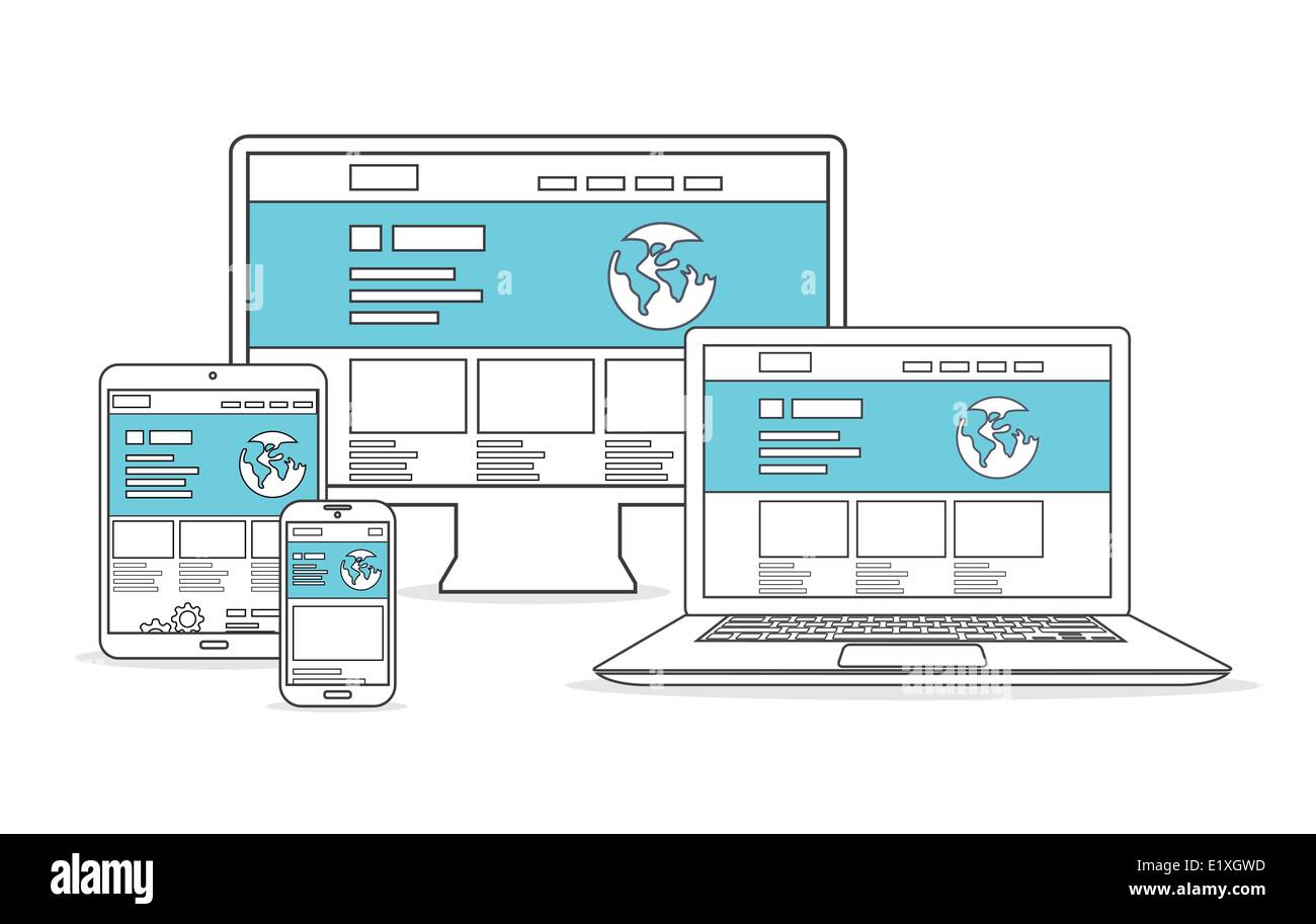 Website development and marketing vector. Responsive devices Stock ...