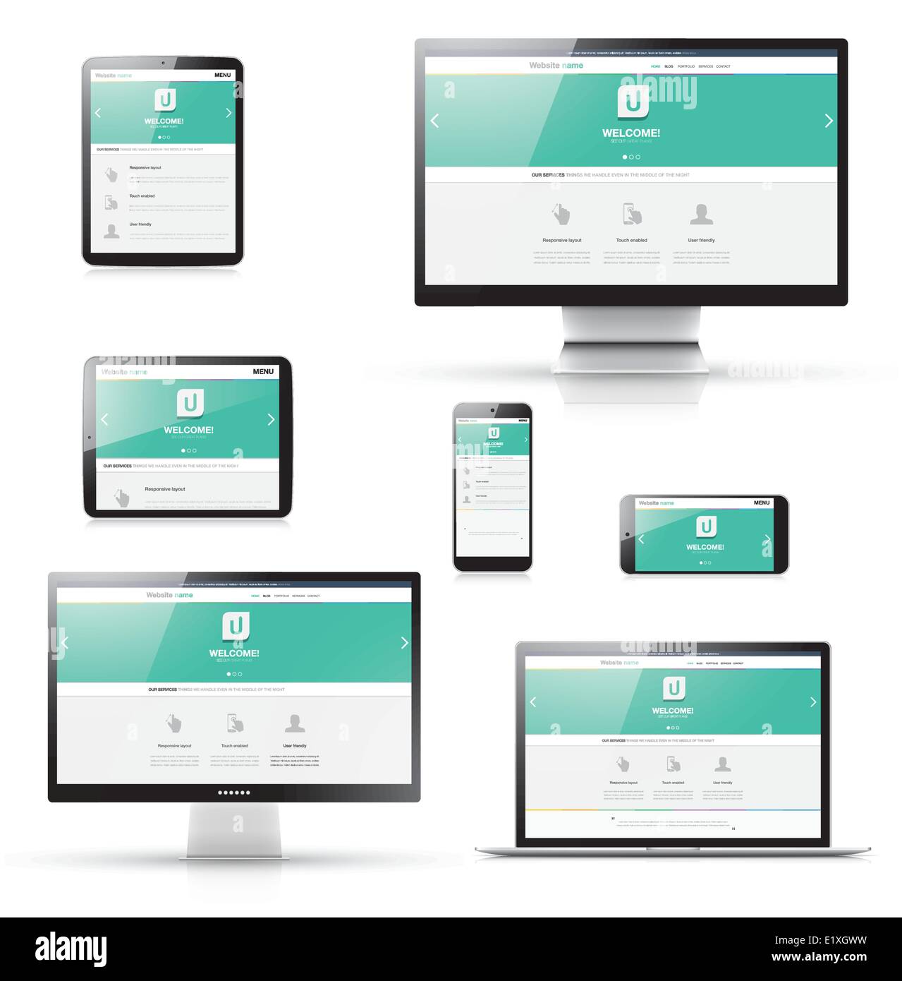 Flat modern responsive web design in isolated electronic devices Stock Vector Image & Art - Alamy