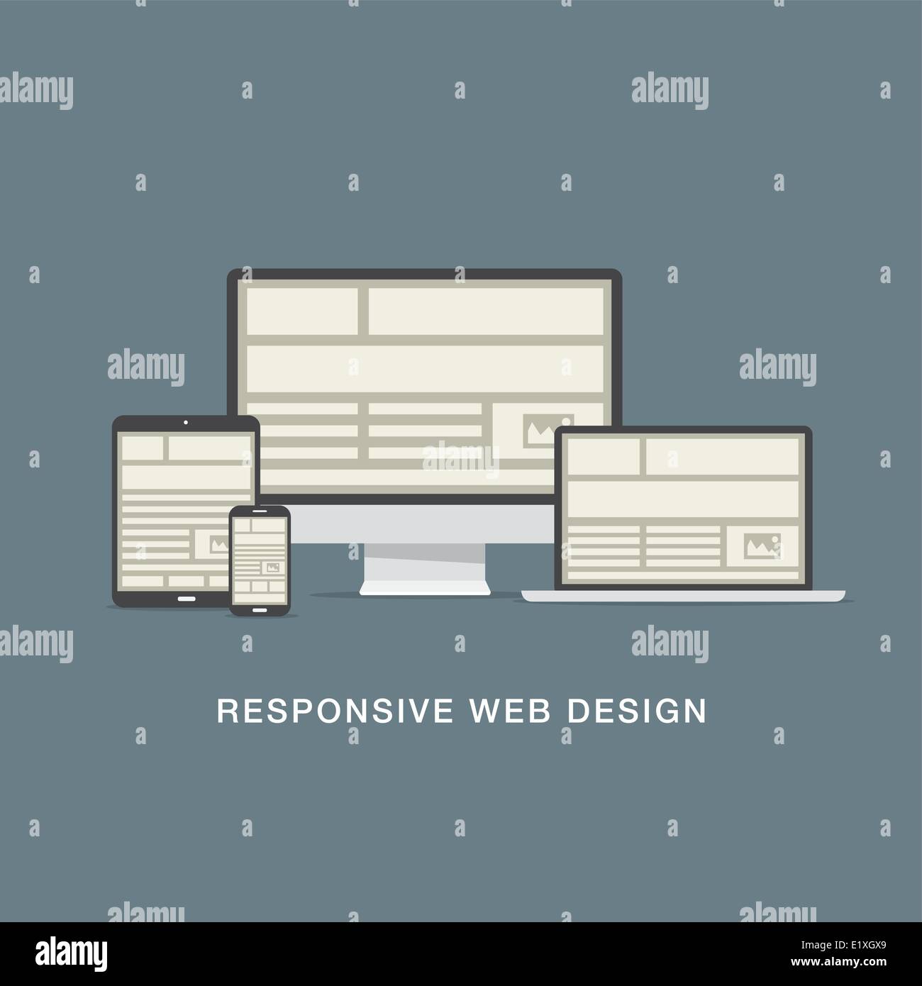 Responsive web design grid and flat icons vector Stock Vector Image ...