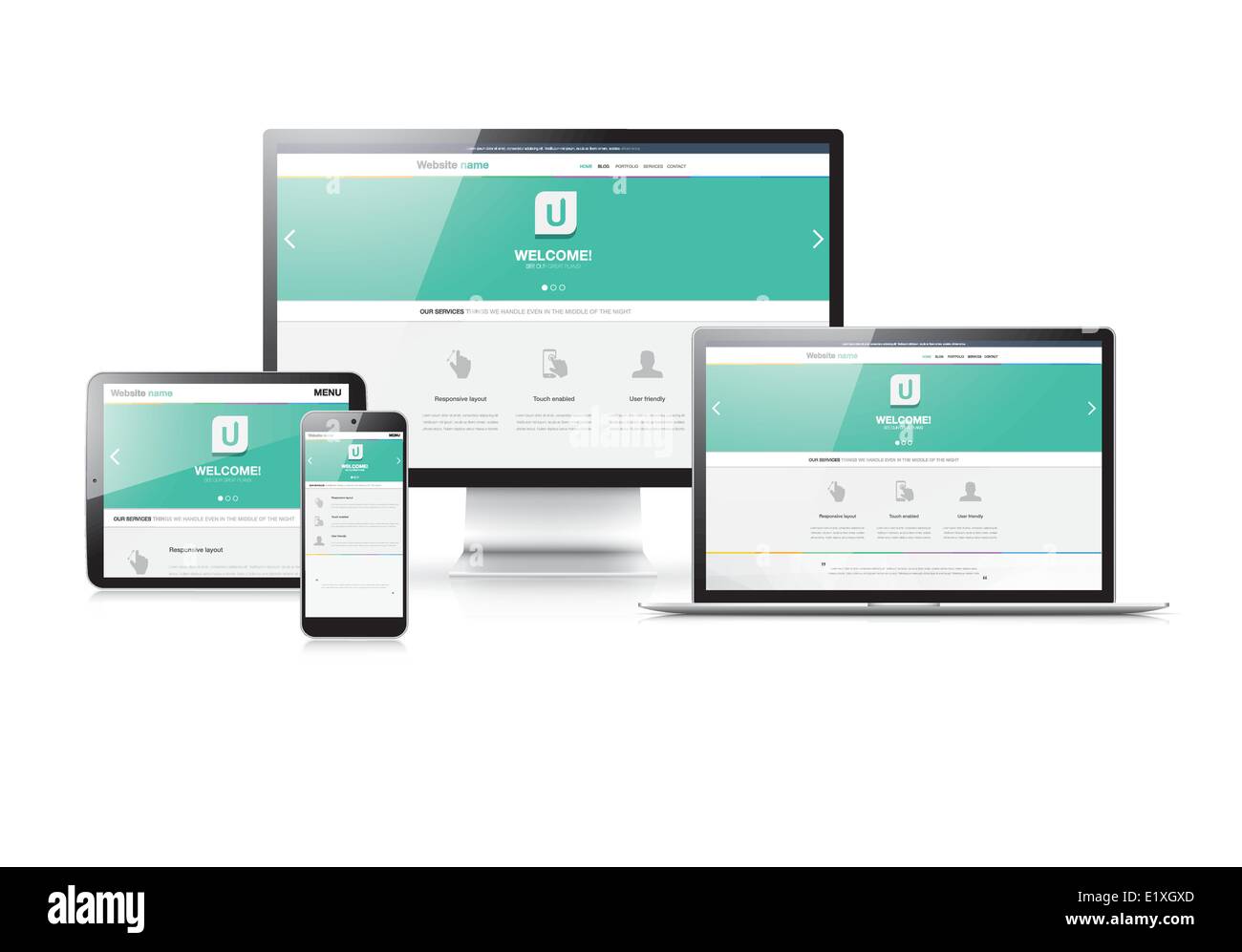 Flat modern responsive web design in electronic devices Stock Vector Image & Art - Alamy