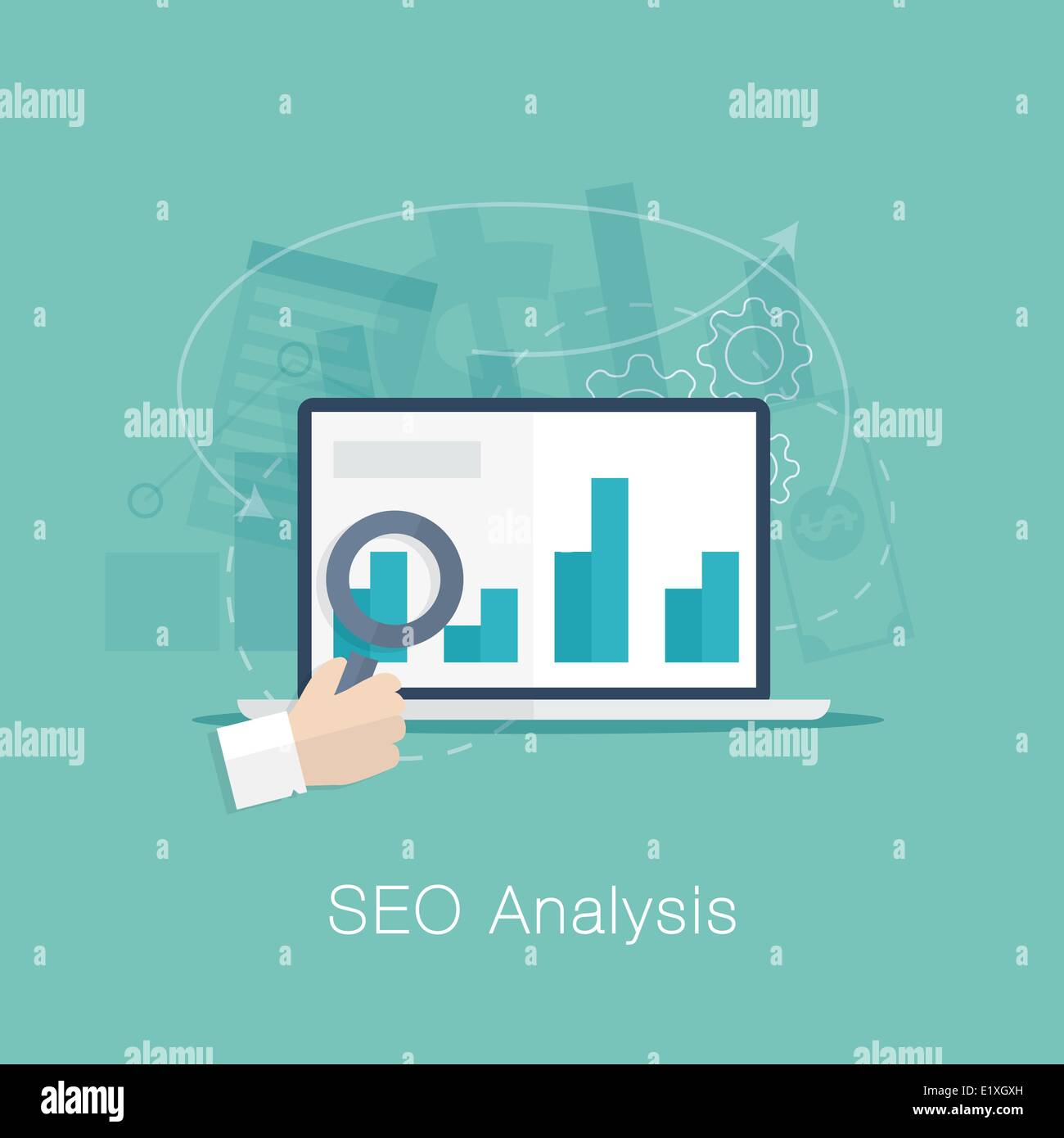 SEO analysis process vector concept with cool flat colors Stock Vector ...
