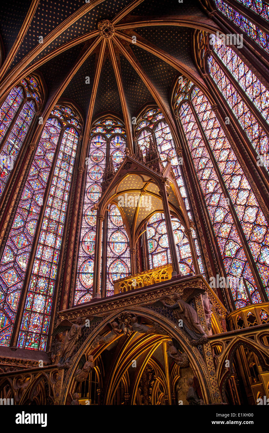 Stained Glass windows at Sainte Chappelle, Paris, France Stock Photo ...