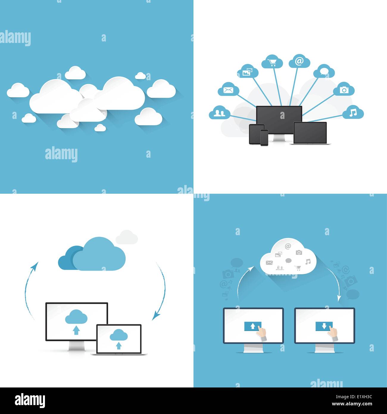 Flat cloud computing vector illustration templates Stock Vector Image ...