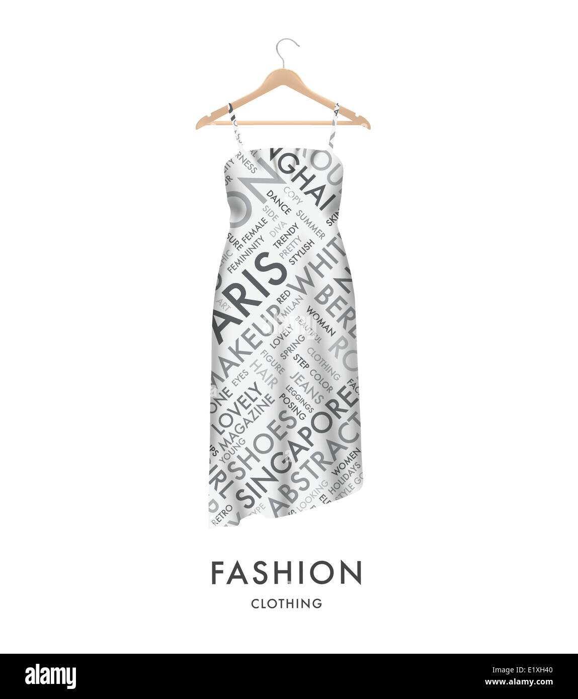 Woman fashion dress with fashionable text typography vector Stock ...