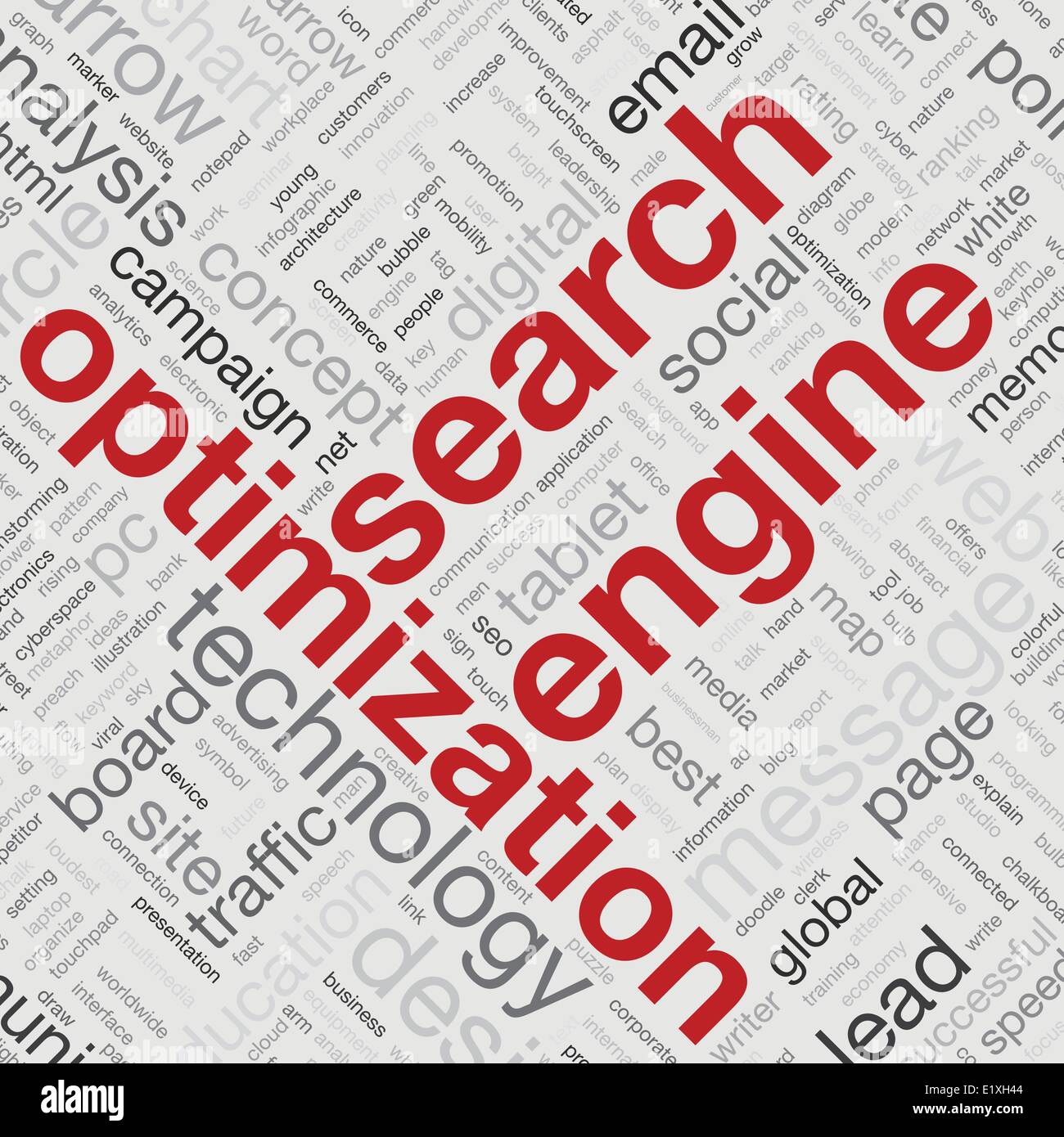 Search engine optimization concept in word tag cloud vector Stock ...