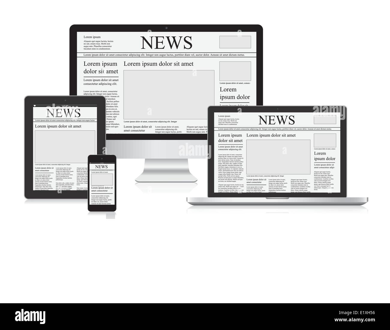 Online news vector illustration computer tablet newspaper Stock Vector ...