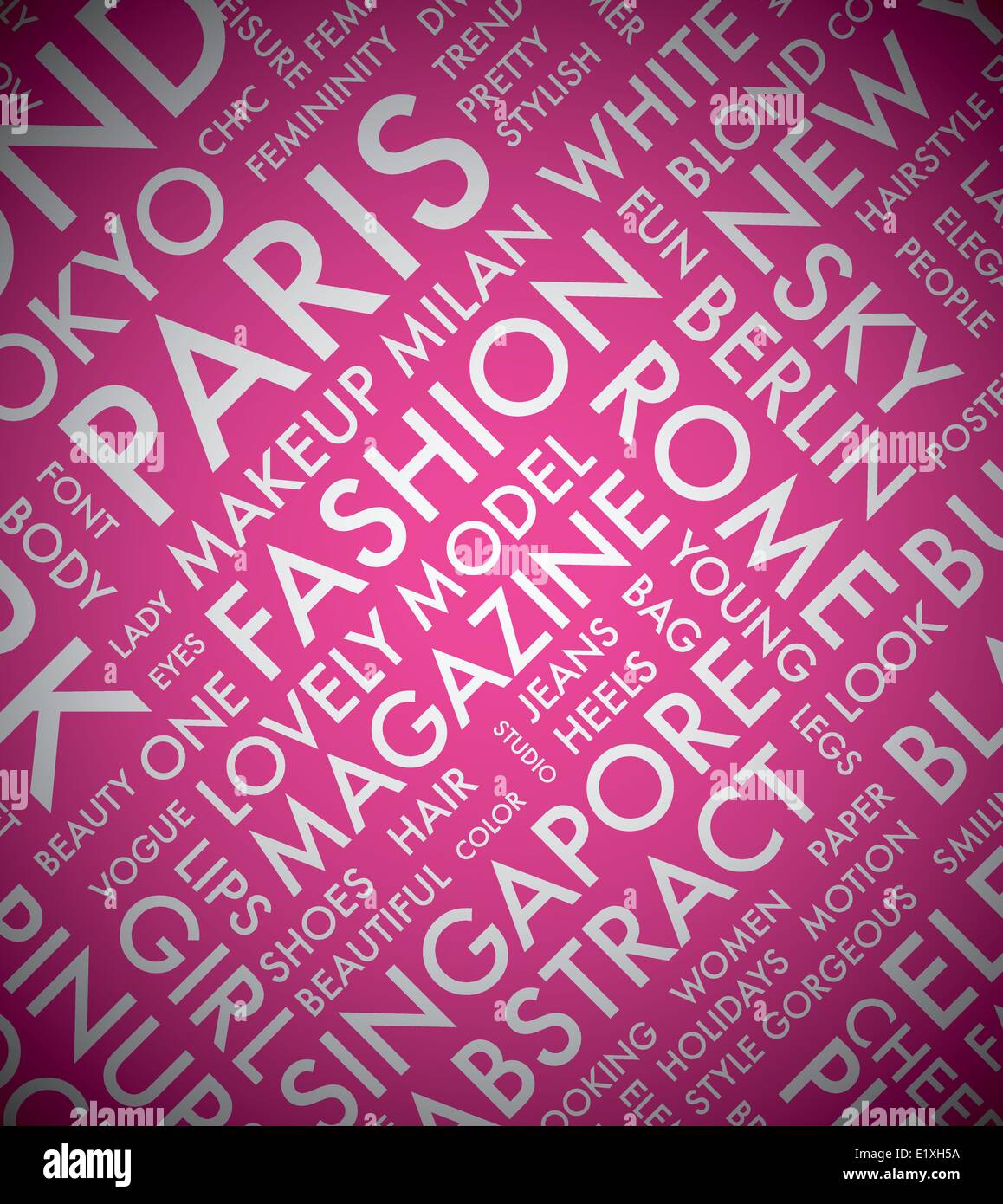 Pink fashion word tag cloud typography texture background vector Stock ...