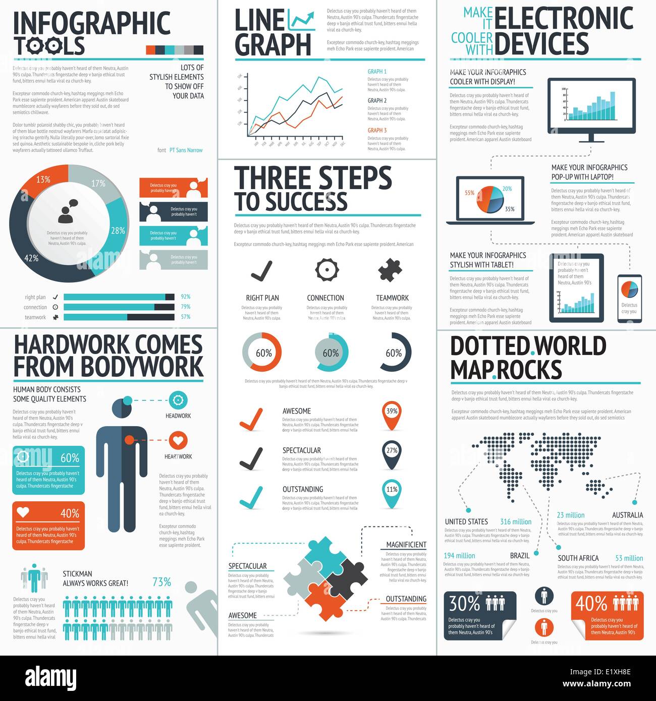 Big colorful set of infographic business elements in vector Stock ...