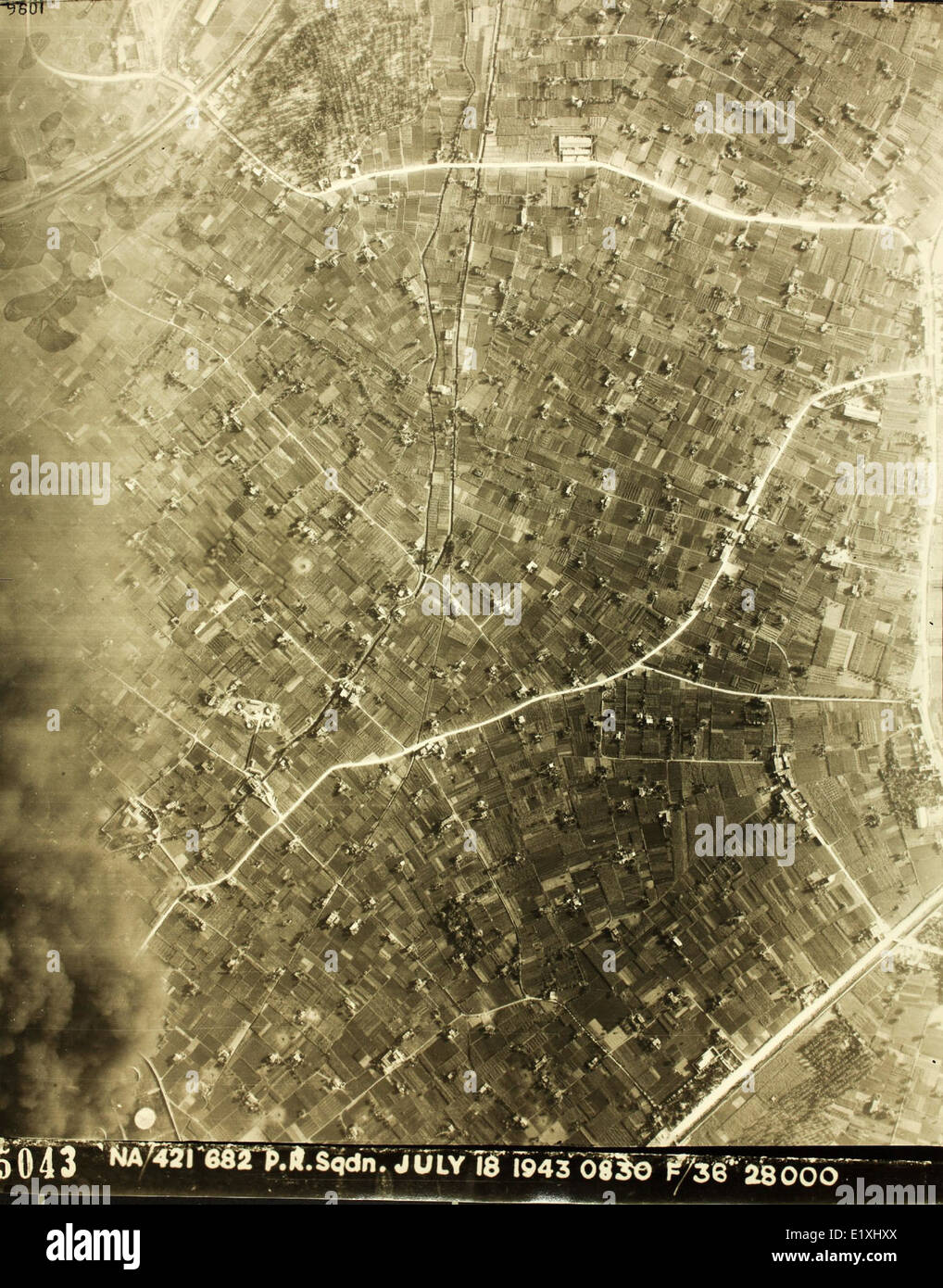 This aerial reconnaissance photo from World War Two depicts the city of ...