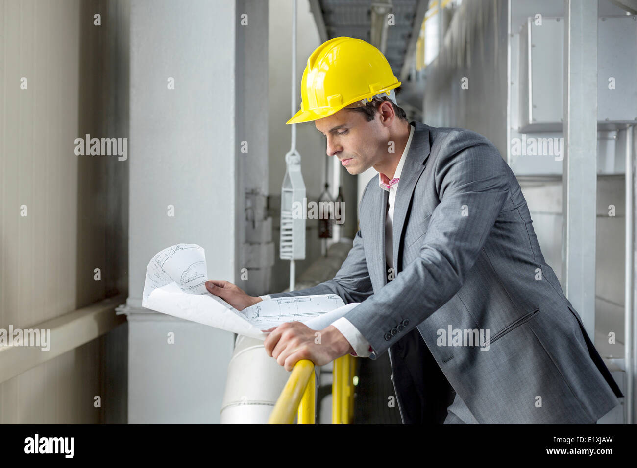 Male architect reading blueprint hi-res stock photography and images ...