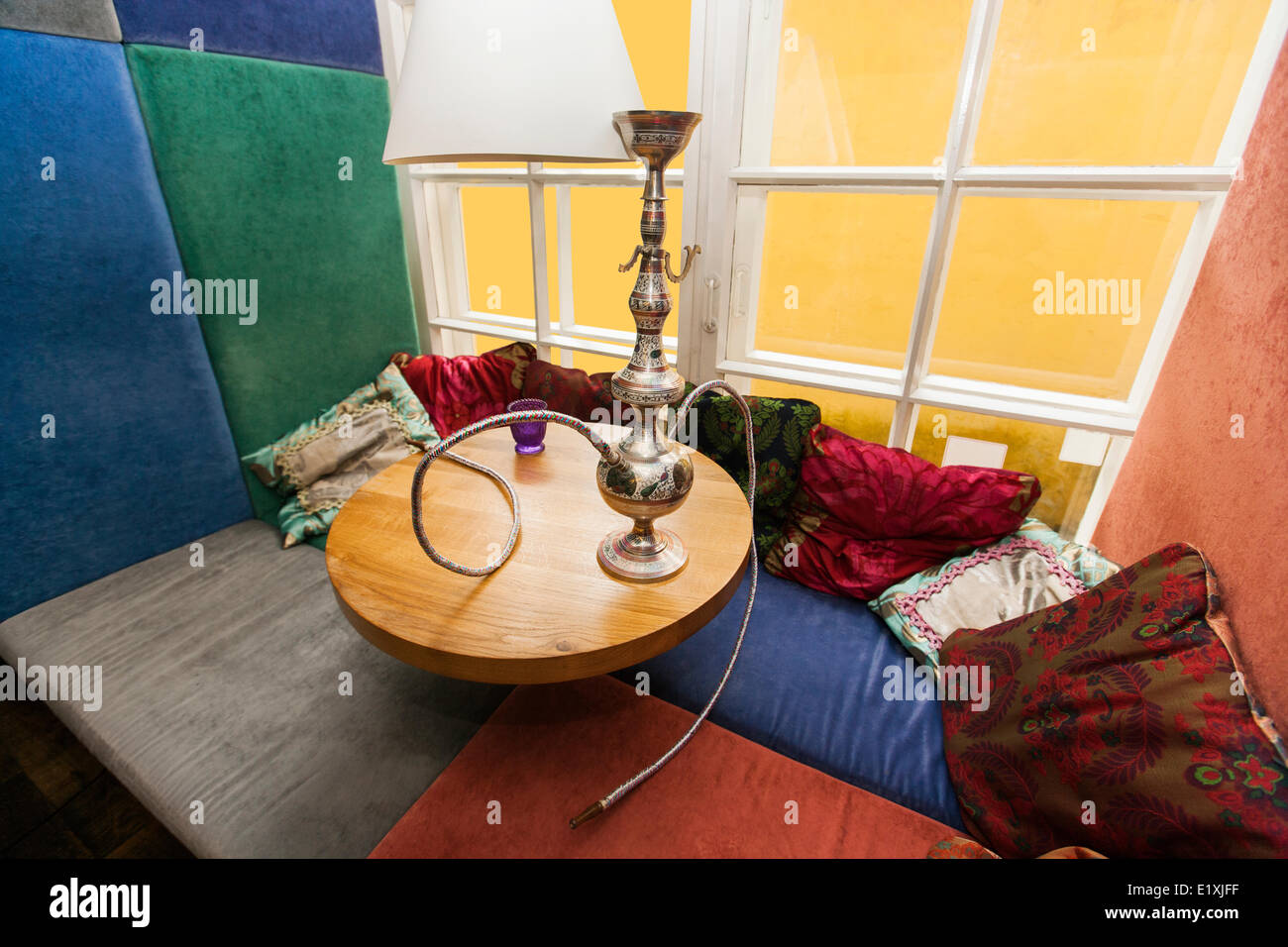 Hookah on table in restaurant Stock Photo - Alamy