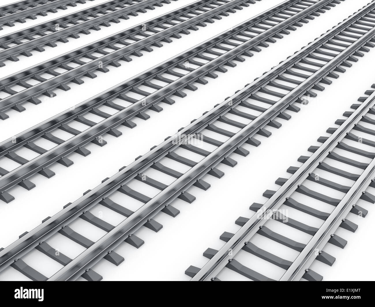 3d render of railways isolated on white background Stock Photo - Alamy