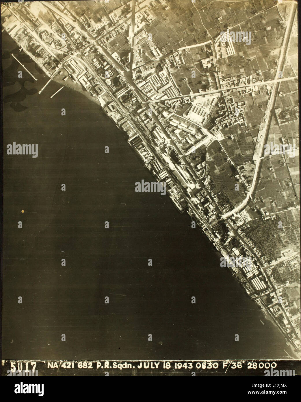 This aerial reconnaissance photo captures the city of Naples, Italy ...