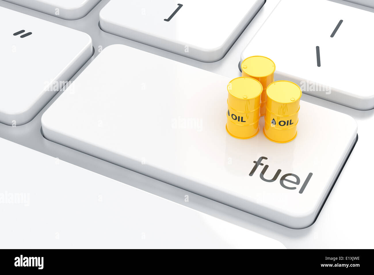 3d render of fuel barrel icon on the keyboard. Gasoline energy concept ...